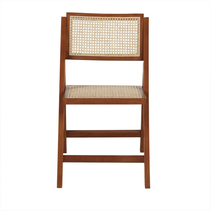 Chaise pliante en bois de hêtre et cannage en rotin Ayame Maisons du