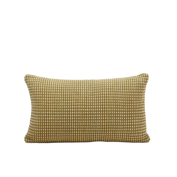 Housse de coussin en Tissage en coton de fils colorés Vert 28x47 cm