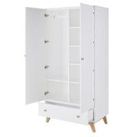 Terracotta garderobekast met 2 deuren, 1 lade en gevlochten rotan Siwa ...