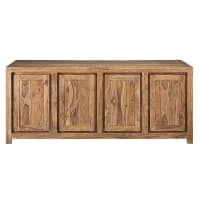 Tables gigognes rondes en bois d'acacia massif et marbre Babkha ...