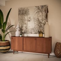 Tables gigognes rondes en bois d'acacia massif et marbre Babkha ...