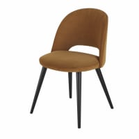 Chaise en velours ocre et acier noir Kate | Maisons du Monde