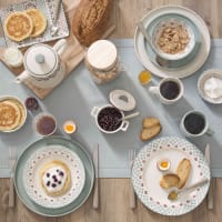 Flacher Teller aus Porzellan, beige, mit Palmenmotiv, gold und braun ...