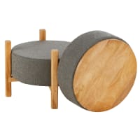 Runder Hocker aus Boucle Stoff mit Metallbeinen, 40x40cm Albane ...