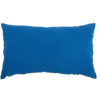 Housse de coussin en coton rose poudré motif brodé bleu 40x40 YING ...