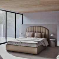 Letto in velluto a coste terracotta con rete a doghe 140x190 cm Cancun ...