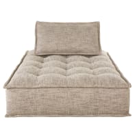 Chauffeuse pour canapé modulable effet velours beige latte Neo ...