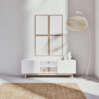 Mueble de tv pared 120 cm de ancho estilo escandinavo madera oscura Ivy ...