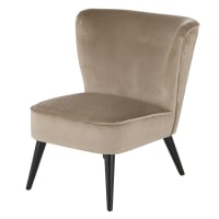 Poltrona senza braccioli con schienale in rattan, marrone | Maisons du ...