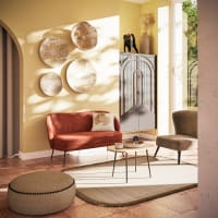 Poltrona senza braccioli con schienale in rattan, marrone | Maisons du ...