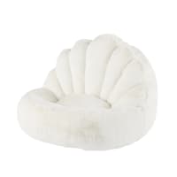 Pouf carré en bouclé chenille beige sable 60 x 60 x 20 cm Terrazzo ...