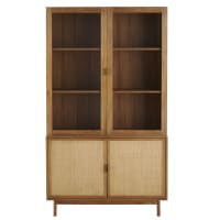 Sideboard mit 2 Türen aus massivem Mangoholz, gehärtetem Glas und ...