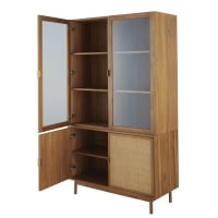 Sideboard mit 2 Türen aus massivem Mangoholz, gehärtetem Glas und ...