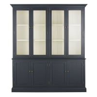 Sideboard mit 2 Türen aus massivem Mangoholz, gehärtetem Glas und ...