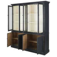 Sideboard mit 2 Türen aus massivem Mangoholz, gehärtetem Glas und ...