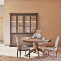 Sideboard mit 2 Türen aus massivem Mangoholz, gehärtetem Glas und ...