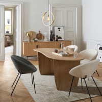 Table à manger 4 personnes ronde effet travertin - Beige Danli ...