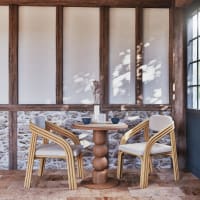 Table à manger professionnelle en bois de manguier massif 2 personnes ...