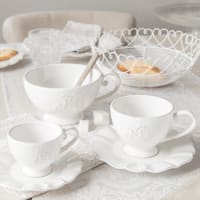 Tasse à café porcelaine vieux rose Marguerite | Maisons du Monde