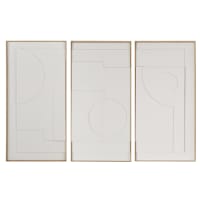 Trittico di quadri con motivo in rilievo bianco 96x90 cm Barona ...