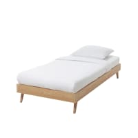 Etagenbett aus Massivholz mit Schutzgitter 90x200 cm, weiß+natur ...