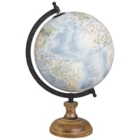 Wereldbol met wereldkaart van mangohout, groen en beige AQABA | Maisons ...