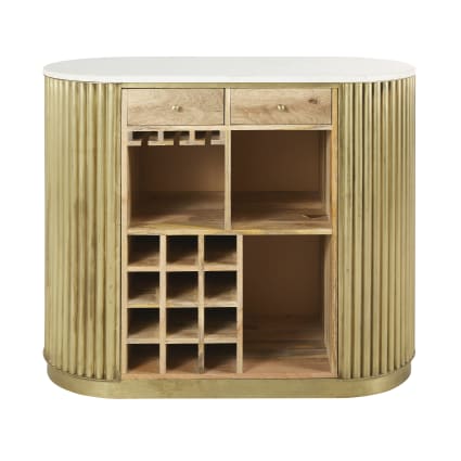 Bar aus messingfarbenem 2 Schubladen gewelltem Metall Louxor | Maisons ...