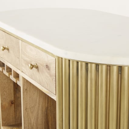 Bar aus messingfarbenem 2 Schubladen gewelltem Metall Louxor | Maisons ...