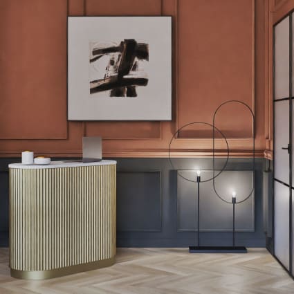 Bar aus messingfarbenem 2 Schubladen gewelltem Metall Louxor | Maisons ...