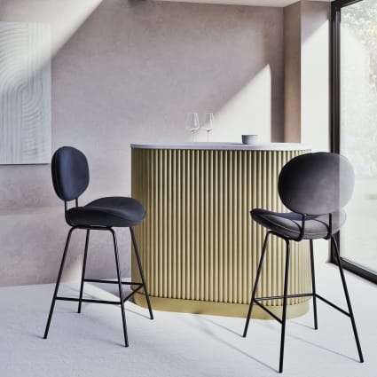 Bar aus messingfarbenem 2 Schubladen gewelltem Metall Louxor | Maisons ...