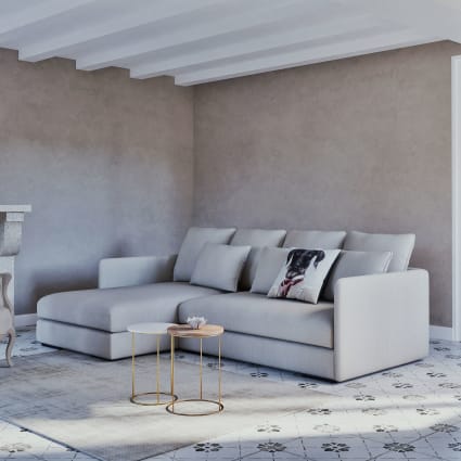 Bout de canapé en marbre et fer forgé doré mat OLGA | Maisons du Monde