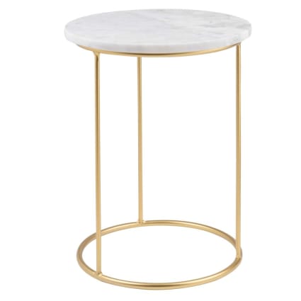 Bout de canapé en marbre et fer forgé doré mat OLGA | Maisons du Monde