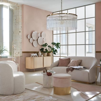 Buffet 2 portes beige et métal coloris laiton L160 Ormond | Maisons du ...