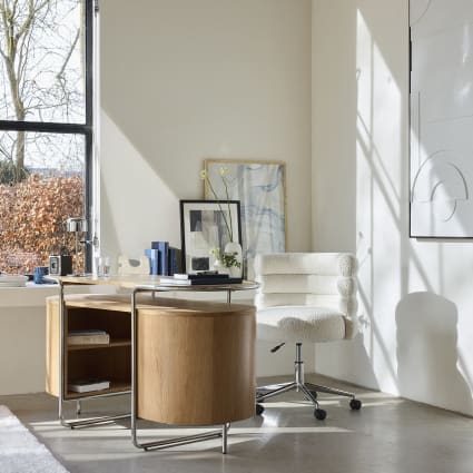 Bureau ovale en bois et acier chromé Gary | Maisons du Monde