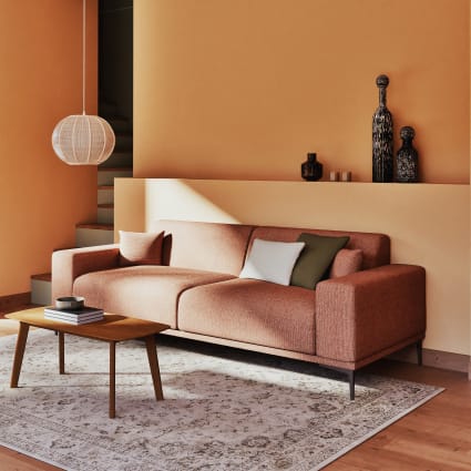 Canapé 3 places en textile tramé ocre Tokyo | Maisons du Monde