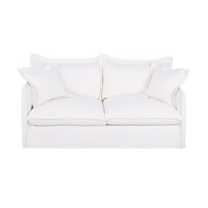 Canapé convertible 3/4 places en lin supérieur blanc, matelas 14 cm ...