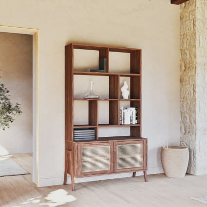 Cesta redonda de fibra con asas | Maisons du Monde