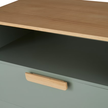 Comò 2 cassetti e 1 vano a giorno verde kaki 90 cm Oliver | Maisons du ...