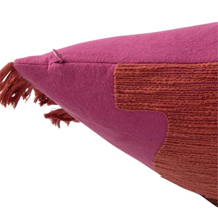 Coussin en coton motif brodé et franges bicolore 60x40 Hanahe | Maisons ...