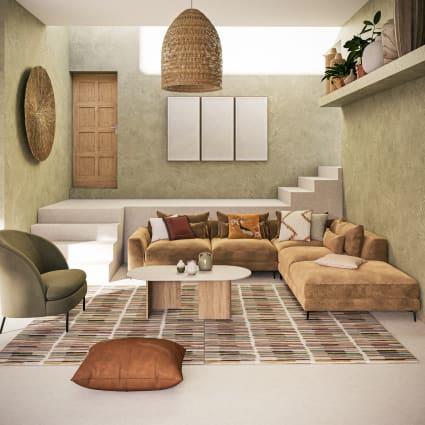 Cuadros trípticos pintados en beige y blanco 170x112 cm Guillemette ...