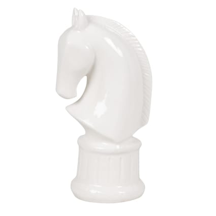 Deko-Schachfigur Springer aus Porzellan, weiß H25cm Malcolm | Maisons ...