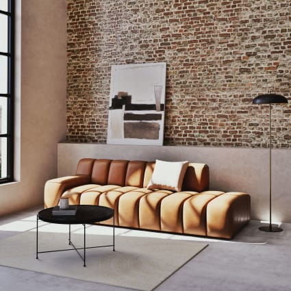 Divano a 3/4 posti in pelle color caramello Snoop | Maisons du Monde