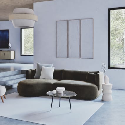 Eck-Sofa mit Samteffekt, khaki Modjo | Maisons du Monde