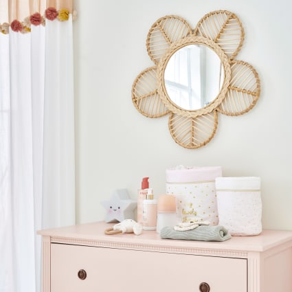 Espejo con diseño de flor de ratán beige, 57x55 cm Flora | Maisons du Monde