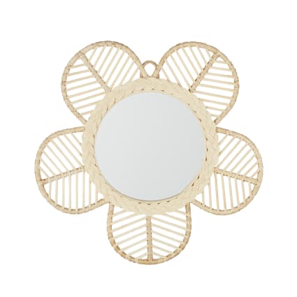Espelho com forma de flor em rattan bege 57x55 Flora | Maisons du Monde