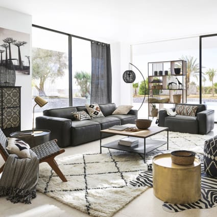 Étagère en métal noir et manguier massif L125 Wayampi | Maisons du Monde