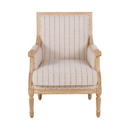 Fauteuil effet lin motifs à rayures beiges Casanova | Maisons du Monde