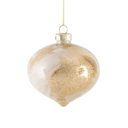 Kerstbal druppel in wit glas en gouden glitters Gold Christmas ...