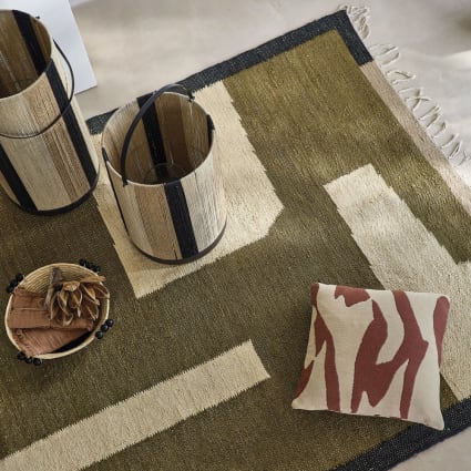 Kissenbezug aus gewebtem Jacquard mit Muster, braun und beige, 40x40cm ...