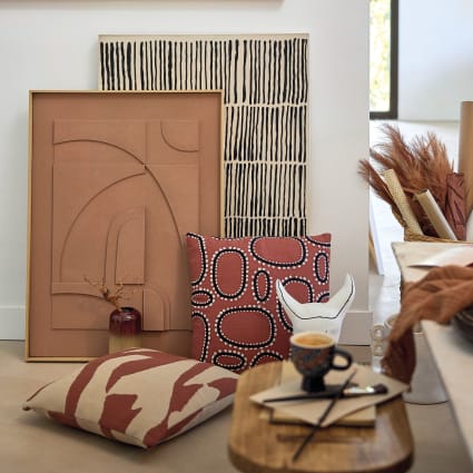 Kissenbezug aus gewebtem Jacquard mit Muster, braun und beige, 40x40cm ...